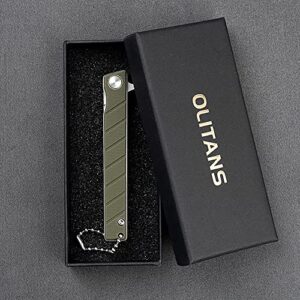 OLITANS G016 Mini Slim Folding Scalpel with 5pcs #24 and 5pcs #60 G10 Handle with Liner Lock, Utility EDC Pocket Knife with Back Clip (Army green)