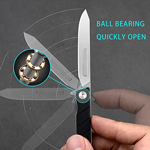 OLITANS G016 Mini Slim Folding Scalpel with 5pcs #24 and 5pcs #60 G10 Handle with Liner Lock, Utility EDC Pocket Knife with Back Clip (Army green)