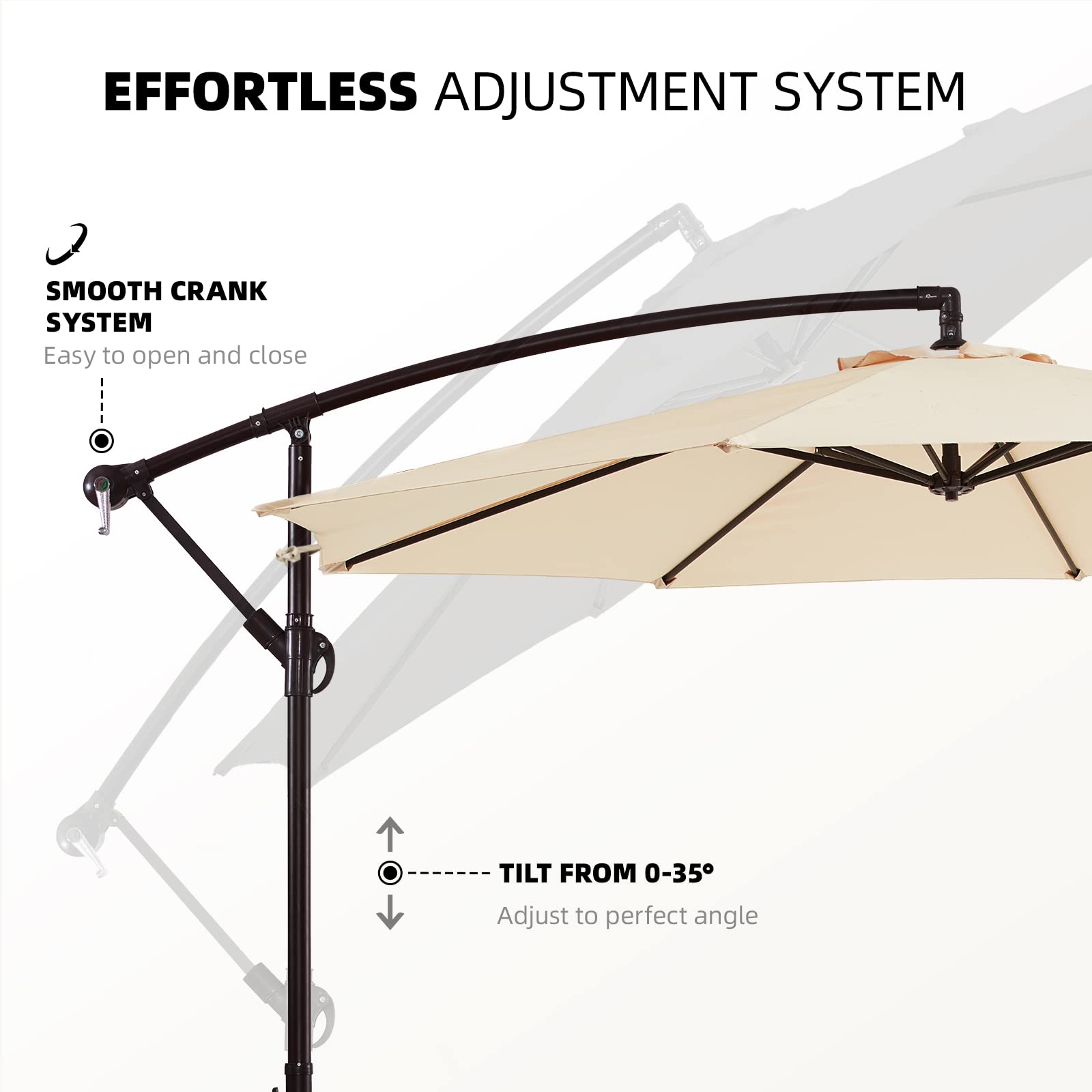 wikiwiki 10ft Patio Umbrellas Offset Outdoor Cantilever Hanging Umbrella w/Infinite Tilt, Fade Resistant Waterproof Recycled Fabric Canopy & Cross Base for Yard, Garden & Deck (Beige)