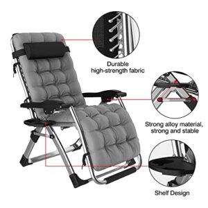 Sibosen Oversized Adjustable Steel Mesh Zero Gravity Reclining Lounge Chair Recliners w/Pillow, Padded Cushion and Cup Holder, Grey