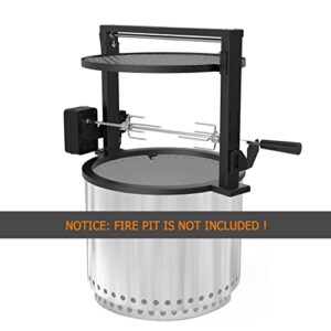 only fire Santa-Maria Style Rotisserie Rotating System for Solo Stove Bonfire 19.5" Smokeless Fire Pit - Global Patent