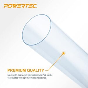 POWERTEC 70272V Clear PVC Pipe 4" x 36" Long, 1PK, Rigid Plastic Tubing for Dust Collection Hose & Fittings