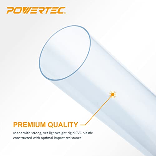 POWERTEC 70272V Clear PVC Pipe 4" x 36" Long, 1PK, Rigid Plastic Tubing for Dust Collection Hose & Fittings