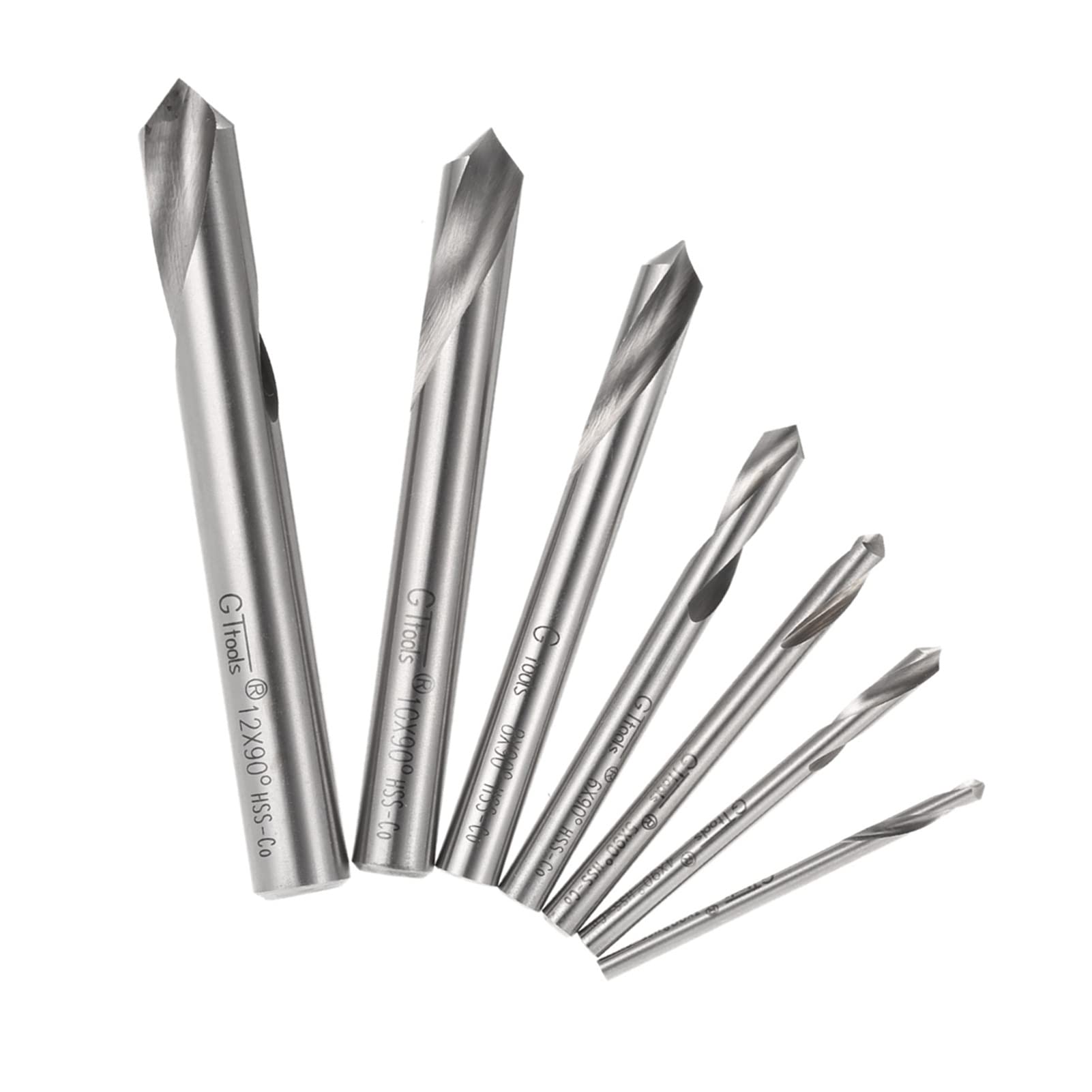 Geevorks Spotting Drill Bit, M42 HSS High Speed Steel Drill Bit Set,7PCS 90 Degree Drilling Chamfering Tool - 3 4 5 6 8 10 12mm