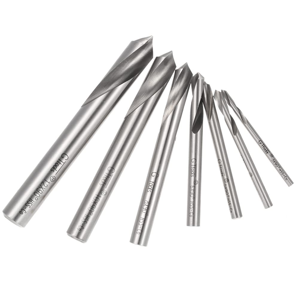 Geevorks Spotting Drill Bit, M42 HSS High Speed Steel Drill Bit Set,7PCS 90 Degree Drilling Chamfering Tool - 3 4 5 6 8 10 12mm