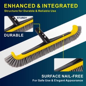 POOLAZA Pool Brush, Heavy Duty Pool Brushes for Cleaning Pool Walls Steps & Corners, Aluminum Structure Pool Brush Head for Inground Pools, Premium Nylon Bristle Swimming Pool Brush with EZ Clip