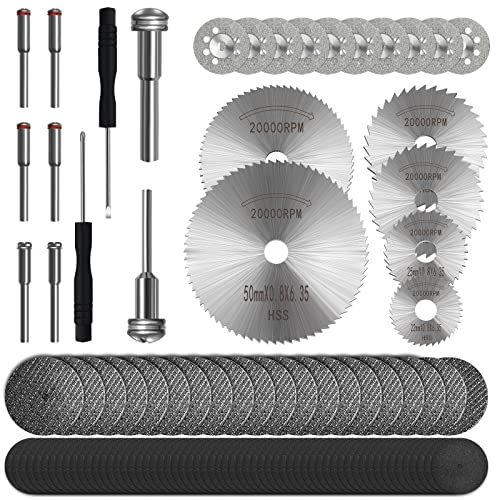 Cutting Discs Set for Rotary Tool Accessories 106PCS, HSS Circular Saw Blades, Resin Cutting Discs, 545 Diamond Cutting Wheel, Mesh Resin Cutting Wheel with Mandrels and Screwdrivers