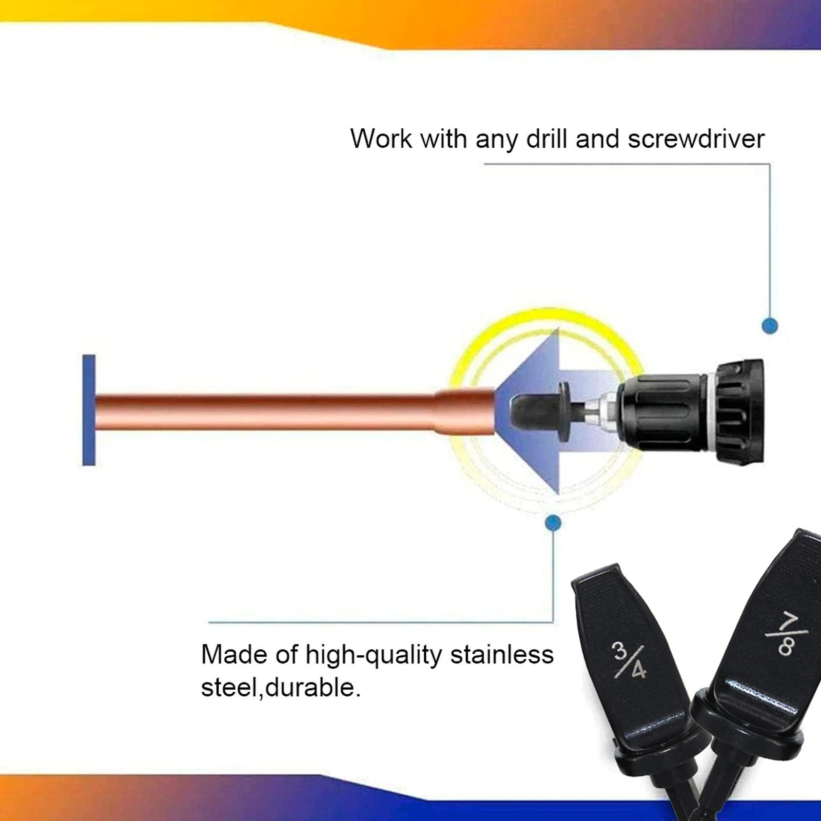 Swaging Tool Drill Bit, 4 PCS, HVAC Tools Copper Pipe Expander Manual Copper Pipe Air Conditioner Copper Tube Expander Size 1/4", 5/16", 1/2", 3/8",5/8",3/4",7/8".