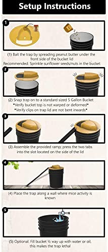 Rinne Traps Mouse Trap Bucket,Flip Slide Bucket Lid Mouse| |Trap Door Style| |Auto Reset| |Indoor Outdoor|5 Gallon Bucket Compatible