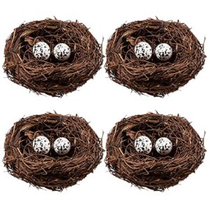 asekonc 4pcs easter birds nest decorating, rattan nest for crafts home party decor party, wedding patio garden succulent planter moss landscape diy terrarium(5.9inch)