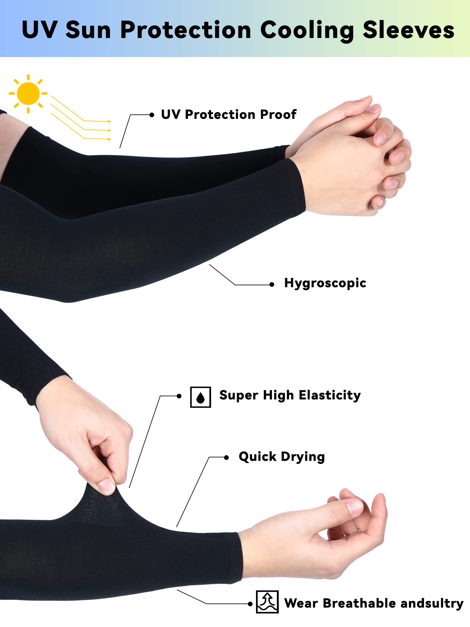 Boao 10 Pairs Cooling Sun Sleeves UV Protection Arm Sleeves Arm Cover Sleeve for Men Women (,)