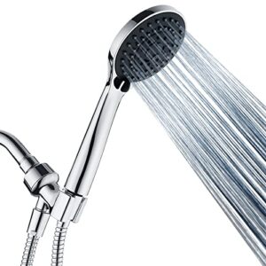 bright showers 5 spray settings handheld shower head kit, high pressure handheld rain shower with 60 inch long stainless steel shower hose and adjustable wall bracket, chrome