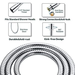 BRIGHT SHOWERS 5 Spray Settings Handheld Shower Head Kit, High Pressure Handheld Rain Shower with 60 Inch Long Stainless Steel Shower Hose and Adjustable Wall Bracket, Chrome