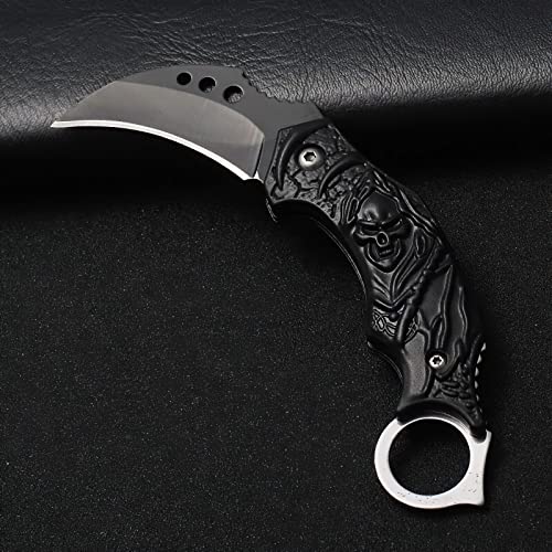 NA Pocket Knife for Men,Folding Knife Blade with Titanium Plated, Fishing Hiking Survival Knife,Outdoor Camping Knives for Men (Black Death)