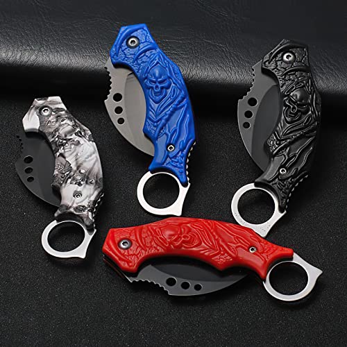 NA Pocket Knife for Men,Folding Knife Blade with Titanium Plated, Fishing Hiking Survival Knife,Outdoor Camping Knives for Men (Black Death)