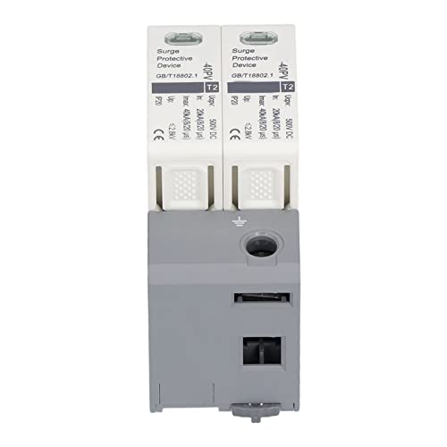 Jeankak DC Power Surge Protector, 20 40KA 500VDC Voltage Surge Arrester Device Protection Device DIN Rail Mount Surge Protector