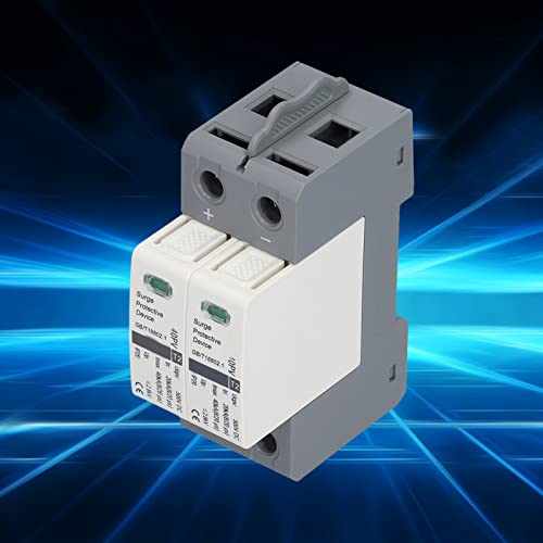 Jeankak DC Power Surge Protector, 20 40KA 500VDC Voltage Surge Arrester Device Protection Device DIN Rail Mount Surge Protector