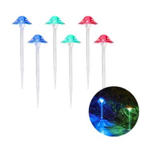 qeepgg solar mushroom lights outdoor pathway 6pcs, multi-color changing durable plastic cute led light, solar landscape lights waterproof for lawn, patio, yard, walkway, driveway and garden