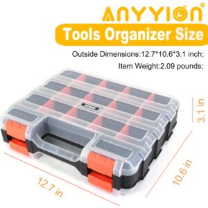 Anyyion Small Parts Organizer, 34-Compartments Double Side parts organizer with Removable Dividers for Hardware, Screws, Bolts, Nails, Beads, Jewelry & More by Stalwart