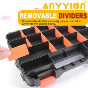 Anyyion Small Parts Organizer, 34-Compartments Double Side parts organizer with Removable Dividers for Hardware, Screws, Bolts, Nails, Beads, Jewelry & More by Stalwart