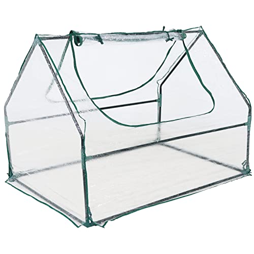 Sunnydaze Outdoor Portable Mini Greenhouse Tent with 2 Zippered Side Doors and Steel Tube Frame - Clear - 4' x 3'