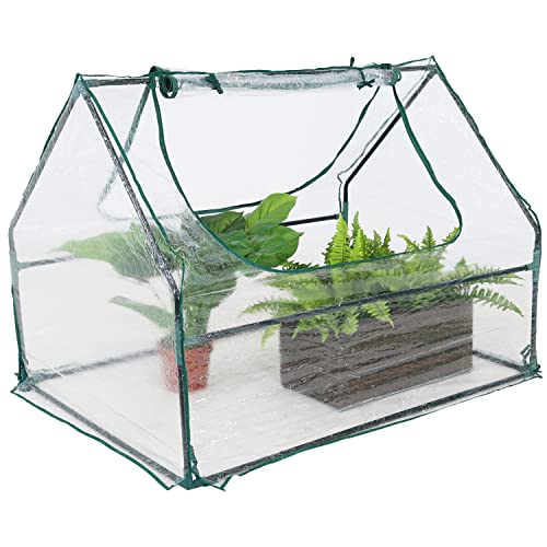 Sunnydaze Outdoor Portable Mini Greenhouse Tent with 2 Zippered Side Doors and Steel Tube Frame - Clear - 4' x 3'