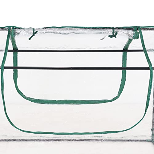 Sunnydaze Outdoor Portable Mini Greenhouse Tent with 2 Zippered Side Doors and Steel Tube Frame - Clear - 4' x 3'