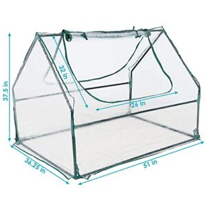 Sunnydaze Outdoor Portable Mini Greenhouse Tent with 2 Zippered Side Doors and Steel Tube Frame - Clear - 4' x 3'