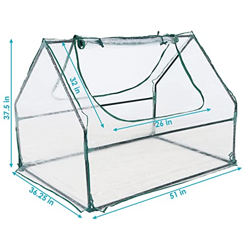 Sunnydaze Outdoor Portable Mini Greenhouse Tent with 2 Zippered Side Doors and Steel Tube Frame - Clear - 4' x 3'