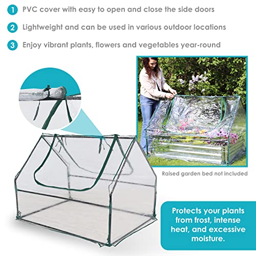 Sunnydaze Outdoor Portable Mini Greenhouse Tent with 2 Zippered Side Doors and Steel Tube Frame - Clear - 4' x 3'