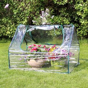 Sunnydaze Outdoor Portable Mini Greenhouse Tent with 2 Zippered Side Doors and Steel Tube Frame - Clear - 4' x 3'