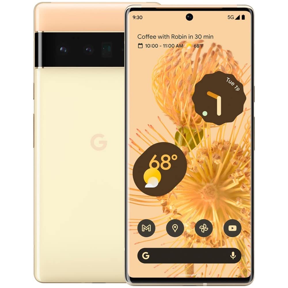 Google Pixel 6 Pro - 5G Android Phone - Unlocked Smartphone with Advanced Pixel Camera and Telephoto Lens - 128GB - Sorta Sunny (Renewed)