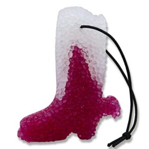 leather and lace scented freshie magenta and white boot, lone star candles, authentic aroma of genuine leather mixed with creamy vanilla, air freshener, car freshener premium aroma beads, usa made