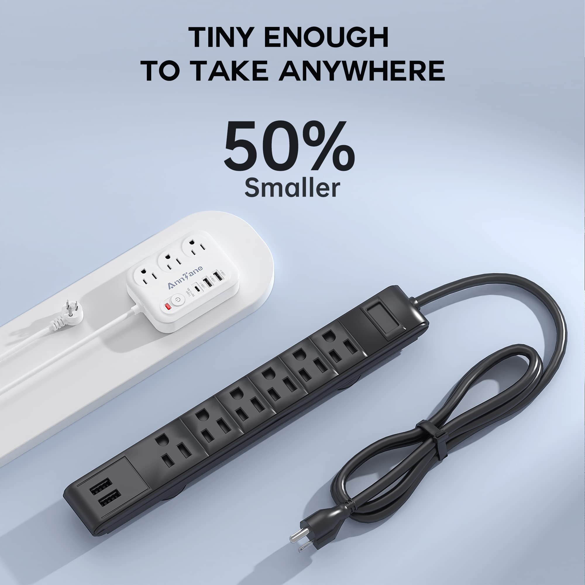 Power Strip with USB Ports,3 Outlets 3 USB Ports (5V/3.4A) 5 Ft Flat Plug Extension Cord,Outlet Extender Desktop Charging Station,Overload Short Circuit Protection,Home,Travel,Cruise Ship,UL Testing