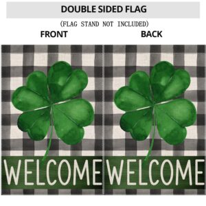 EKOREST St Patrick's Day Garden Flag 12x18 Inch Vertical Double Sided Buffalo Plaid St. Patricks Welcome Shamrock Small Yard Flag for Farmhouse Holiday Spring Outside Outdoor Decoration