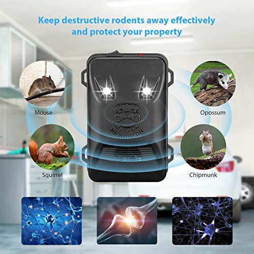 KICKOUTOR Rodent Repellent for Car Engines, Ultrasonic Under Hood Animal Repeller, Battery Operated & 12V 24V Car Truck RV Rat Deterrent Rodent Defense Vehicle Protect with LED Strobe Lights (1 Pack)