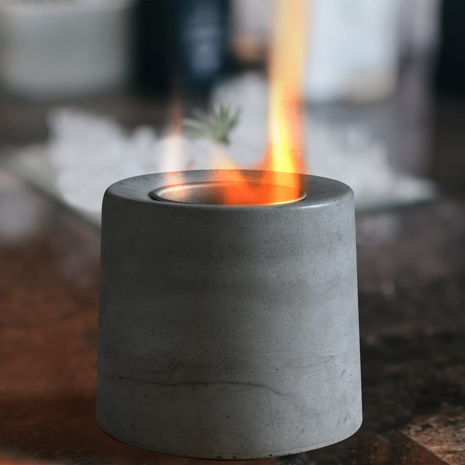 tafite Table Top Firepit Portable Rubbing Alcohol Mini Fire Place Indoor Outdoor Smores Maker Concrete Bowl Pot Fireplace(Heat Insulation Material)