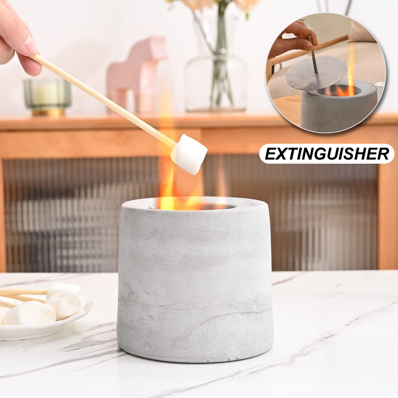 tafite Table Top Firepit Portable Rubbing Alcohol Mini Fire Place Indoor Outdoor Smores Maker Concrete Bowl Pot Fireplace(Heat Insulation Material)