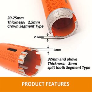 BGTEC Diamond Core Drill Bit,35mm 1-3/8" Granite Laser Welded Hole Saw with 5/8-11 Thread for Marble Concrete with Vacuum Brazed Outside and Inside Protection