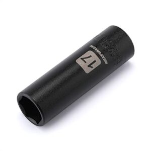 mixpower 1/2-inch drive deep impact socket, 17 mm, cr-v, metric, 6 point, deep