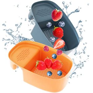 hlwdflz 2pcs sink drain strainer basket - kitchen hanging sink drain basket for wash vegetables fruits and filter kitchen food scraps catcher