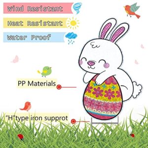 Easter Yard Signs,4Pcs Reflective Large Outdoor Easter Bunnies Decorations and Egg Hunt Decor, Spring Front Yard Sign,Lawn Decoration for Easter Party.