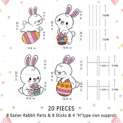 Easter Yard Signs,4Pcs Reflective Large Outdoor Easter Bunnies Decorations and Egg Hunt Decor, Spring Front Yard Sign,Lawn Decoration for Easter Party.