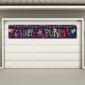 Large Happy Purim Banner for Fence Yard Garage Purim Decor Jewish Purim Decoration and Supplies for Home