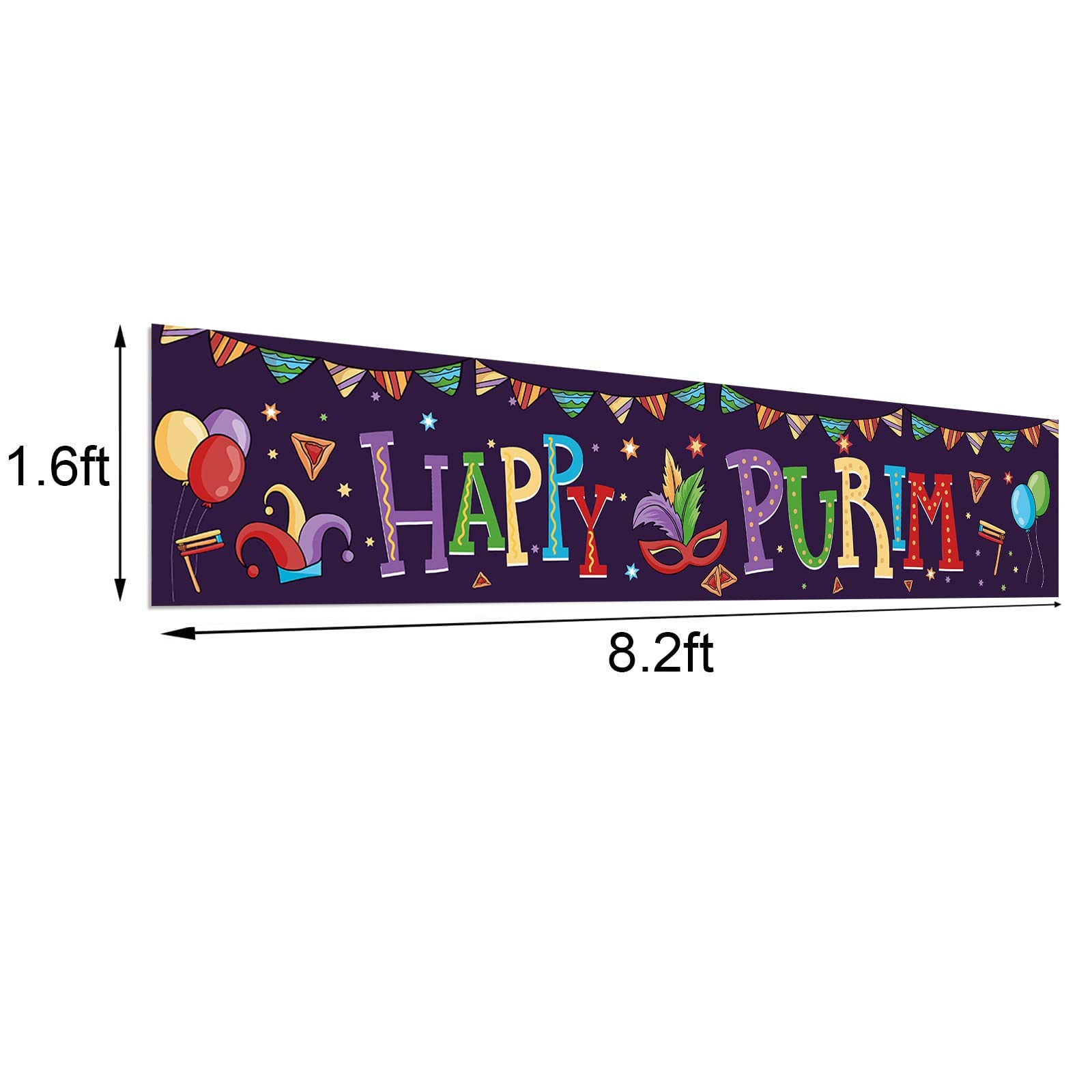 Large Happy Purim Banner for Fence Yard Garage Purim Decor Jewish Purim Decoration and Supplies for Home