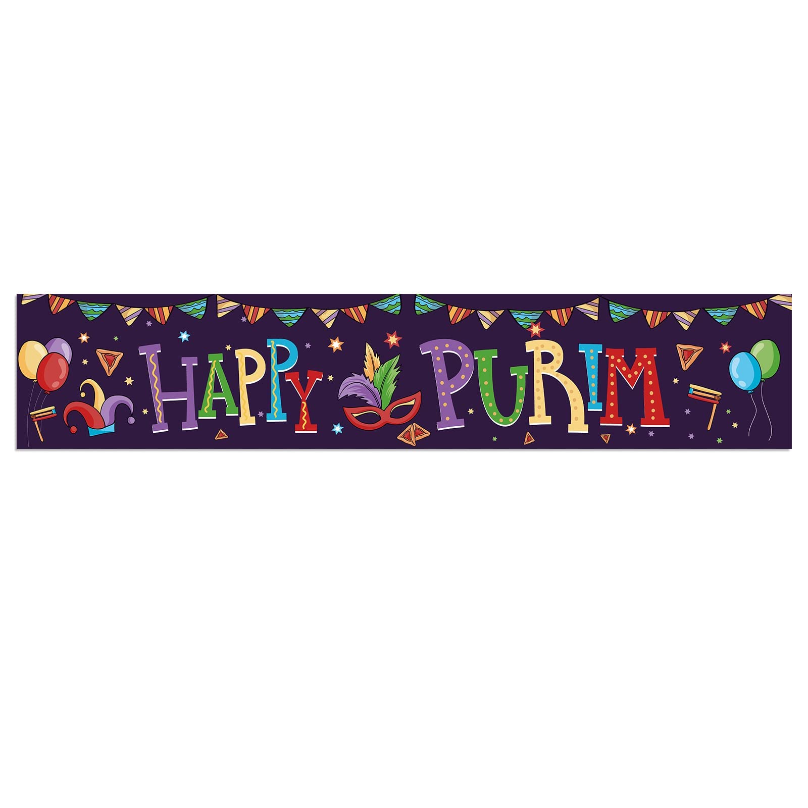 Large Happy Purim Banner for Fence Yard Garage Purim Decor Jewish Purim Decoration and Supplies for Home