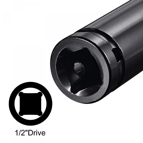 uxcell 1/2" Drive by 24mm Deep Impact Socket, Heat-Treated CR-V Steel 6" Length, 6-Point Metric Sizes