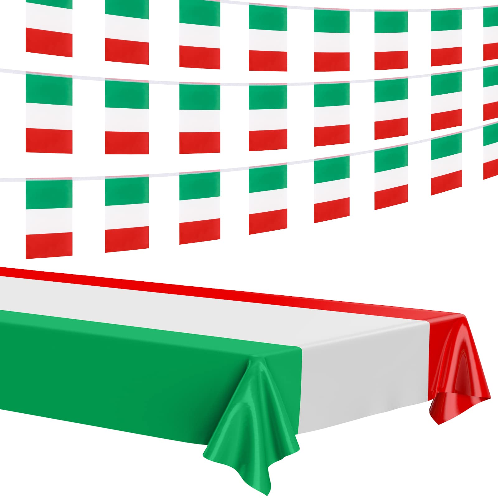 Italian Theme Party Decorations Italian Flag Tablecover Italy Republic String Pennant Banners, 33 Inches (Italy)