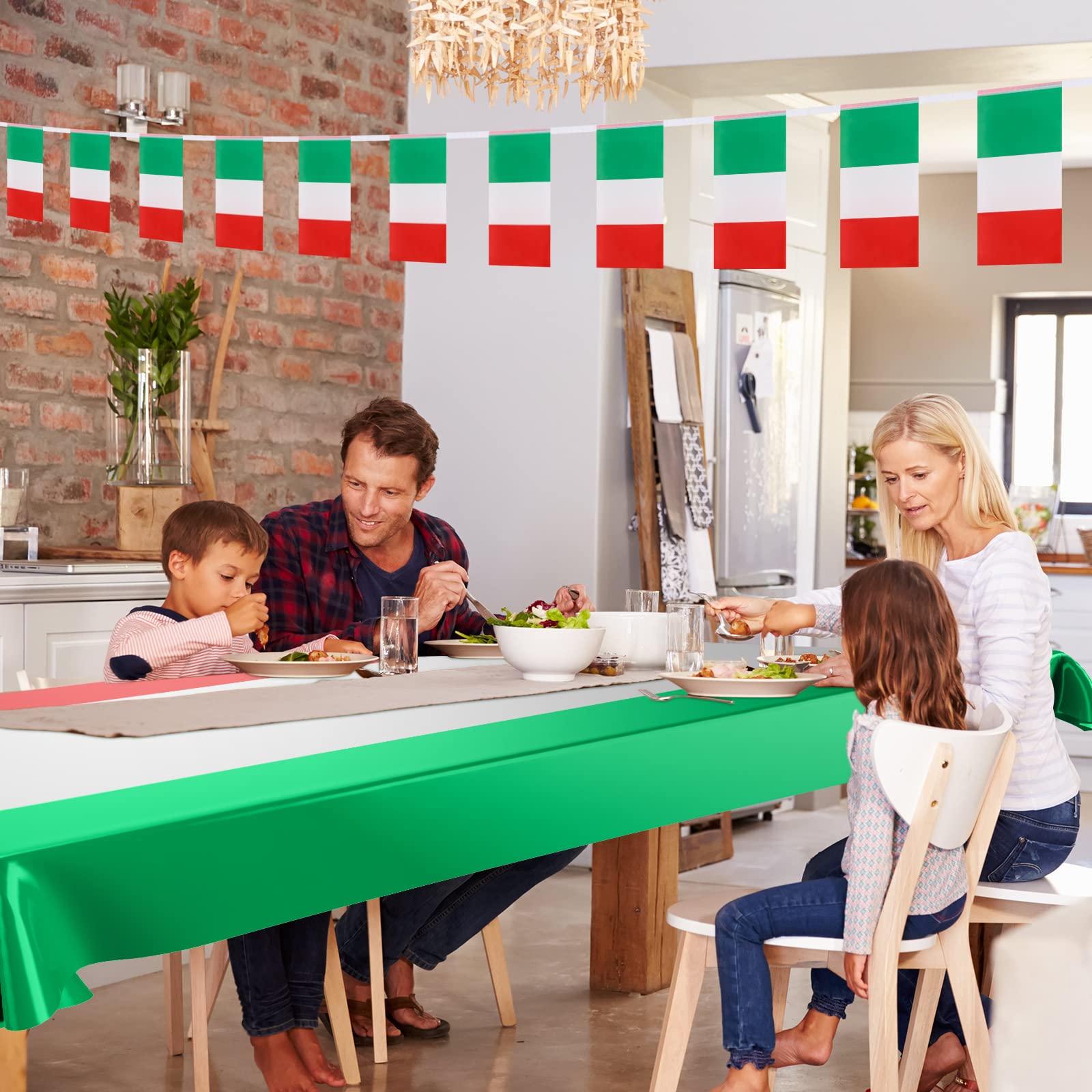 Italian Theme Party Decorations Italian Flag Tablecover Italy Republic String Pennant Banners, 33 Inches (Italy)