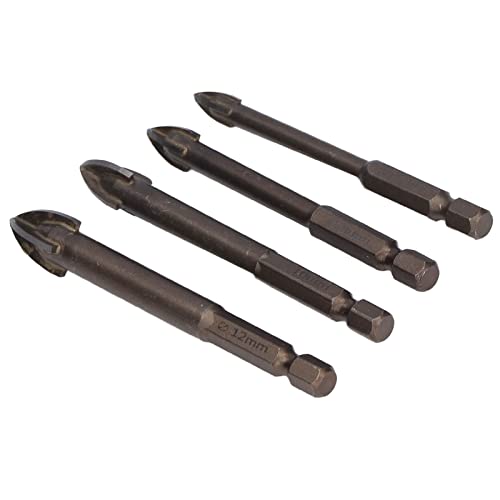 Walfront 5Pcs Masonry Drill Bits Set Carbide Hex Shank Cross Spear Head Drills Bits Concrete Hole Opener for Universal Metal Plastic Tile Cement Drilling Tool, Hole Saw